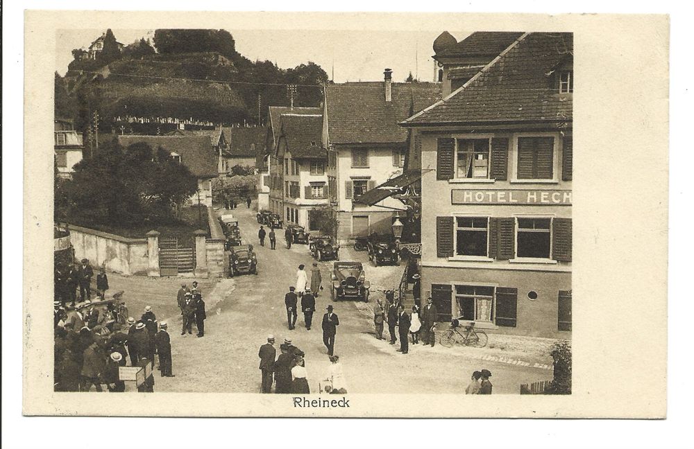 Rheineck (SG) Hotel Hecht - Oldtimer Autos - belebt - 1923 (Gebraucht ...