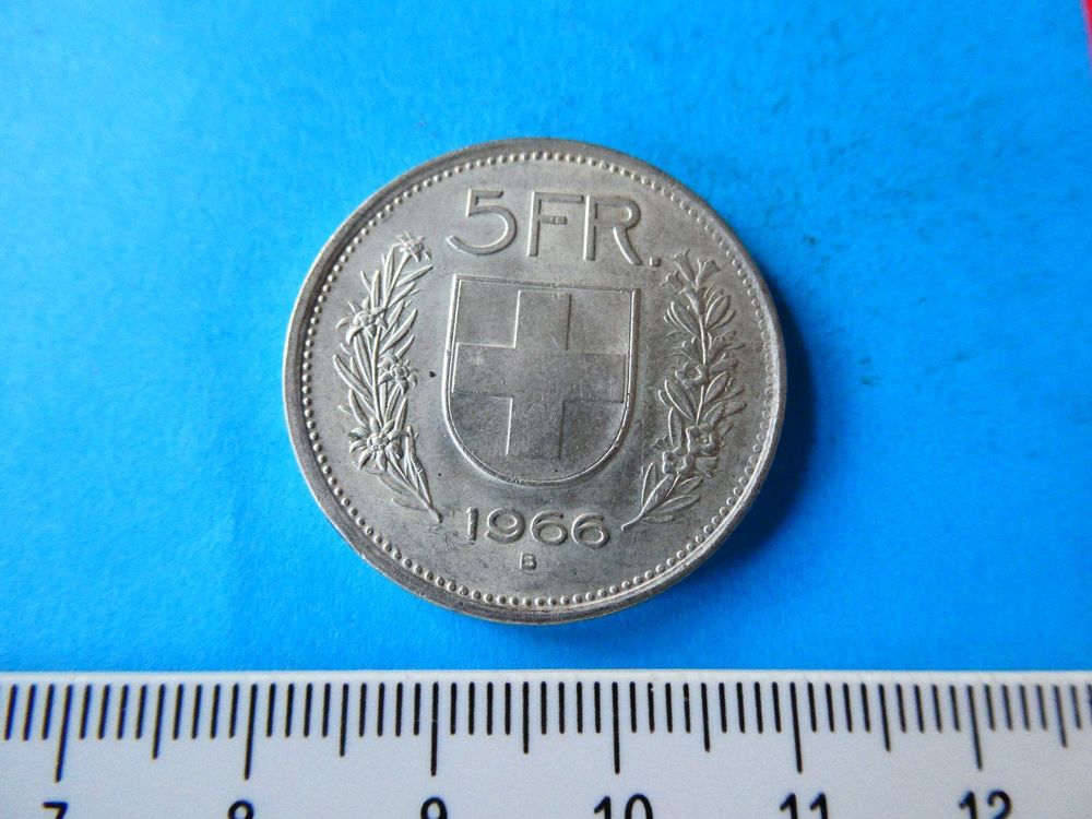 Schweiz 1966, 5 Franken - Silber (Gebraucht) in Hinterforst für CHF 10 – mit Lieferung auf ...