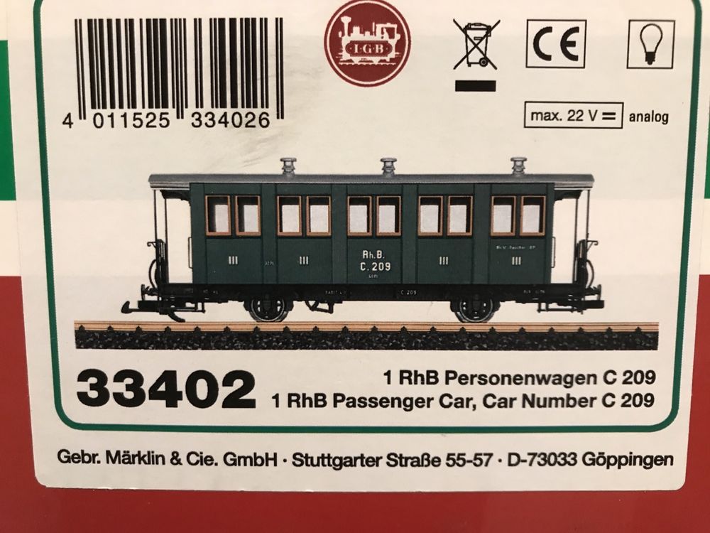 LGB 33402 RhB C209 (Neu und originalverpackt) in Schmitten FR für CHF ...