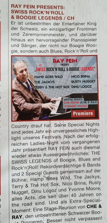 1 Ticket Ray Fein: Swiss Rock'nRoll & Boogie Legends, 13.2. (Neu und ...