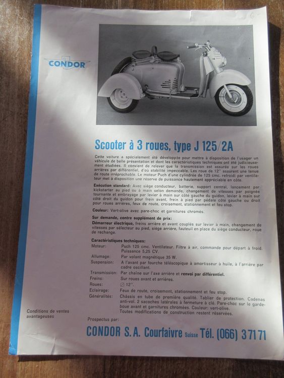 CONDOR J 125 PROSPECTUS | Kaufen auf Ricardo