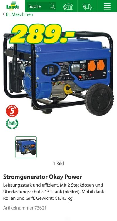 Stromgenerator Landi mit Garantie bis 2027 (Neu und originalverpackt) in Safenwil für CHF 165 ...