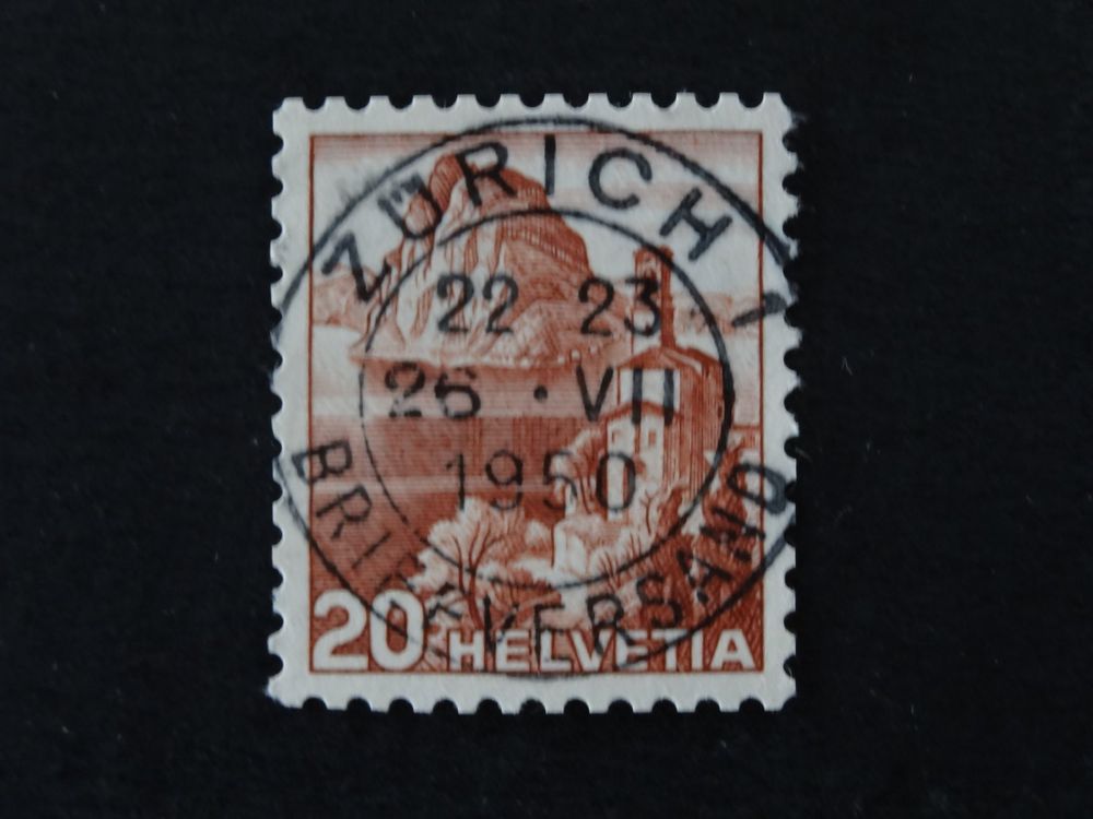 Vollstempel ZÜRICH 1 top zentr. auf SBK 287 25.VII.50 89 (Gebraucht) in Anwil für CHF 1 – mit ...
