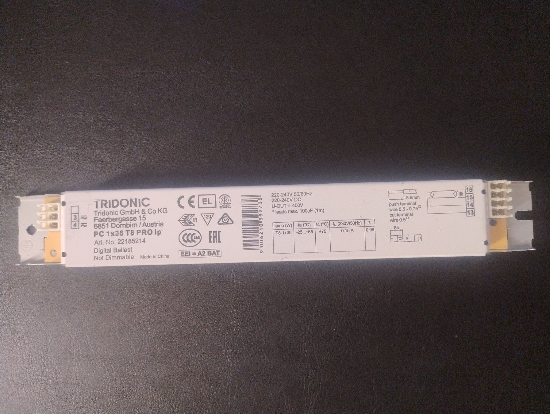 Tridonic EVG PC 1x36 T8 PRO Ip, Vorschaltgerät, neuwertig (Gebraucht ...