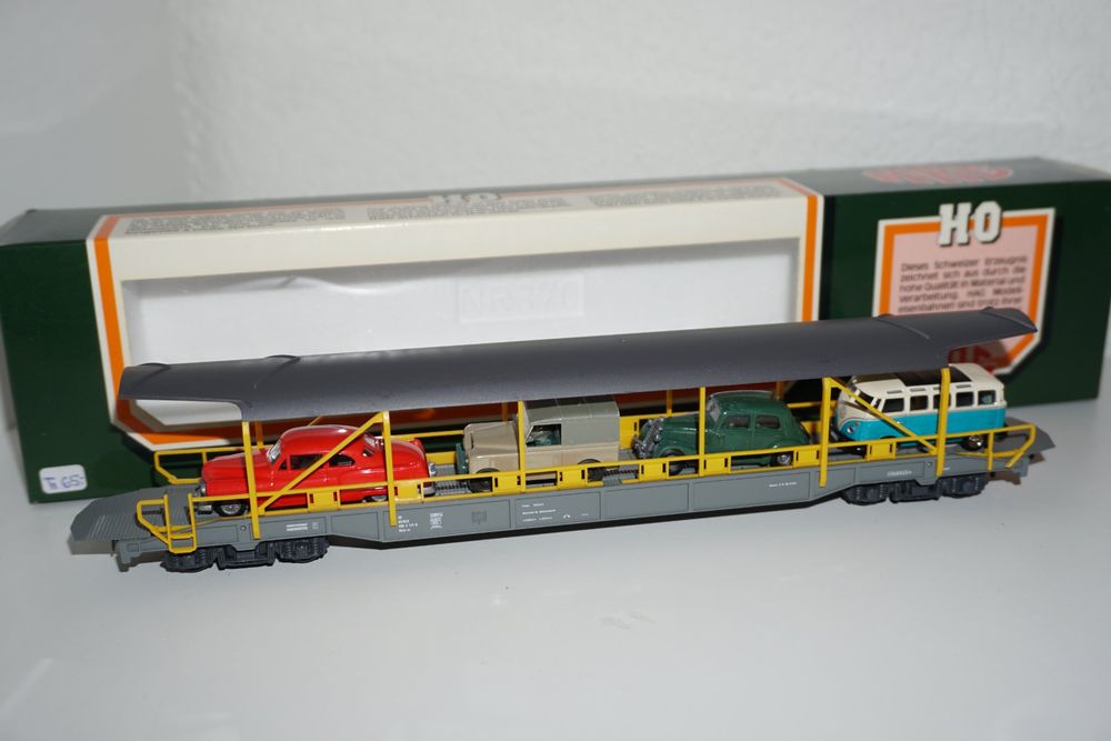 HAG 371 - BLS Autoverladewagen mit 4 Autos H0/DC (Gebraucht) in Matten ...