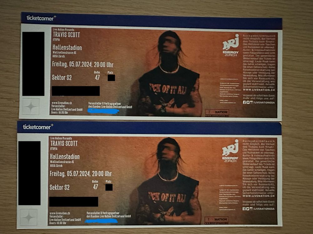 2x Sitzplatz Travis Scott Tickets Zürich (Neu und originalverpackt) in ...