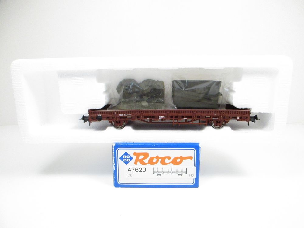 Roco H0 47620 DB Niederbordwagen mit Ladegüter (Neu und ...