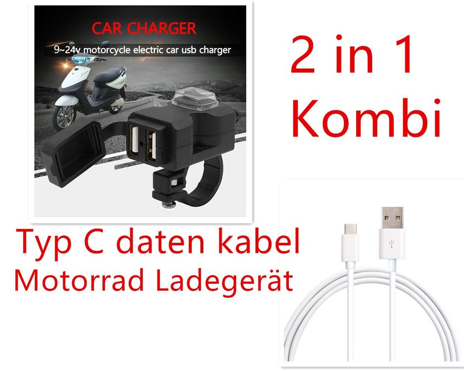 2in1 Motorrad 2 USB Ladegerät +C. KABEL | Kaufen auf Ricardo