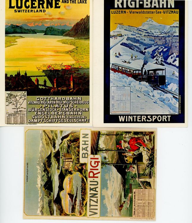 3 Karten Plakatsammlung Rigi Bahnen + Luzern (Gebraucht) in Dallenwil für CHF 4 – mit Lieferung ...