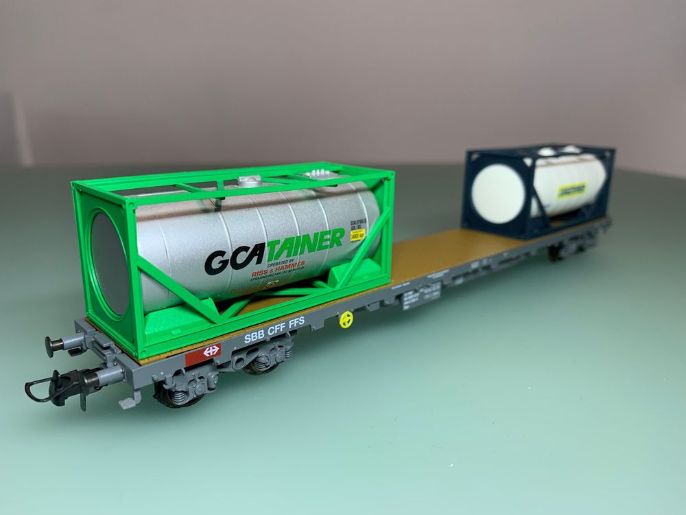 HAG SBB Sgs mit 2x Tankcontainers GCATainer + Cargotainer (Neuf (Voir ...