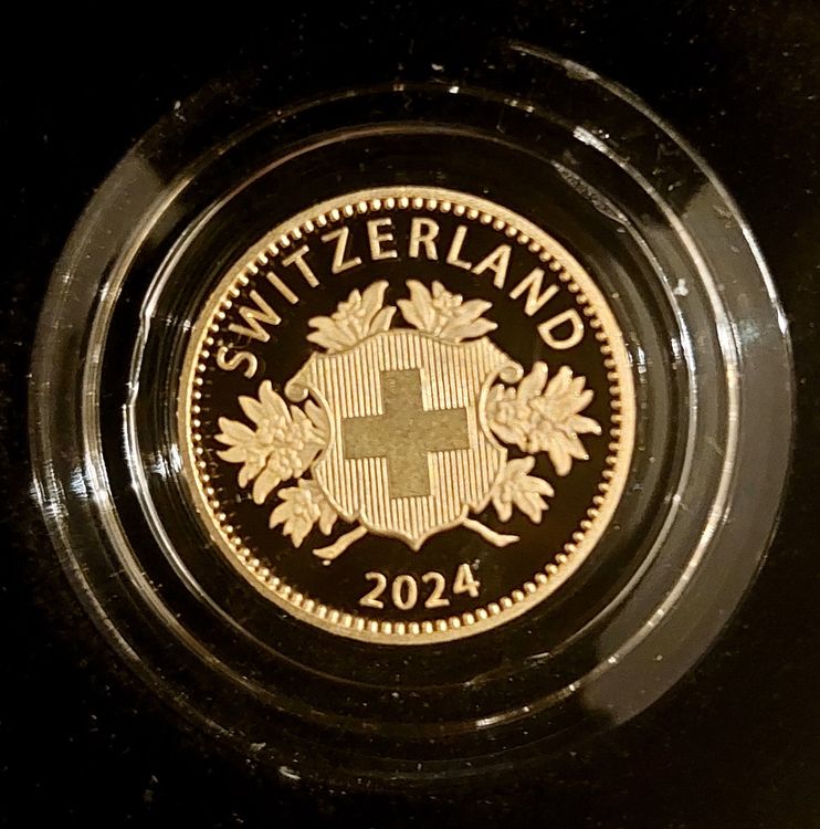 25 Franken Goldmünze, polierte Platte - Jahrgang 2024 (Neu und originalverpackt) in Arch für CHF ...