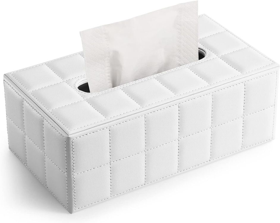 Kosmetiktücherbox Tücher Box aus Leder (Weiß) (Neu und originalverpackt ...