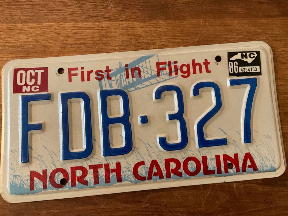 North Carolina, First in Flight, Nummernschild Lizenz, 1986 (Gebraucht ...