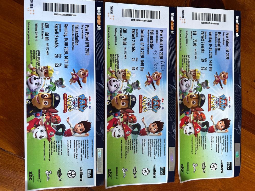Paw Patrol Tickets, 18.9. 14uhr | Kaufen auf Ricardo