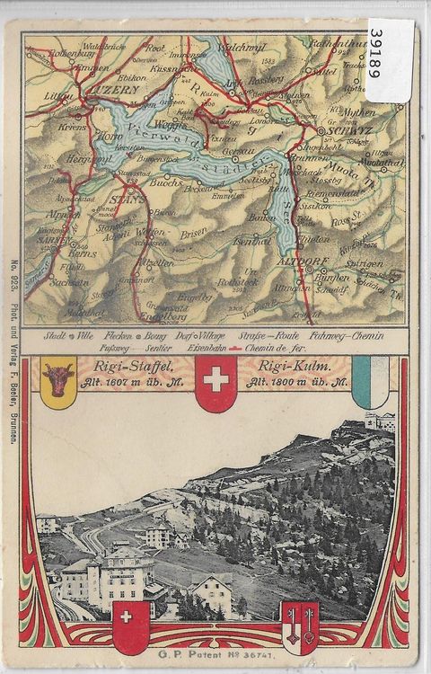 Rigi-Staffel - Landkarte Vierwaldstättersee - Litho | Kaufen auf Ricardo