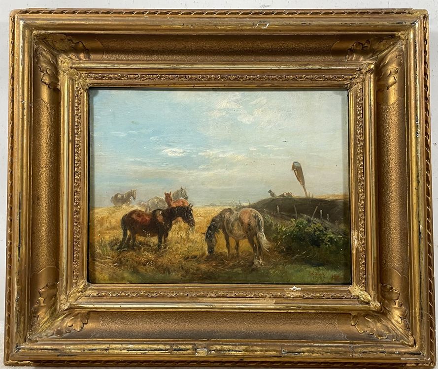 Antikes Gemälde mit Pferden auf der Weide unleserlich Sign (Gebraucht) in Root für CHF 164 – mit ...