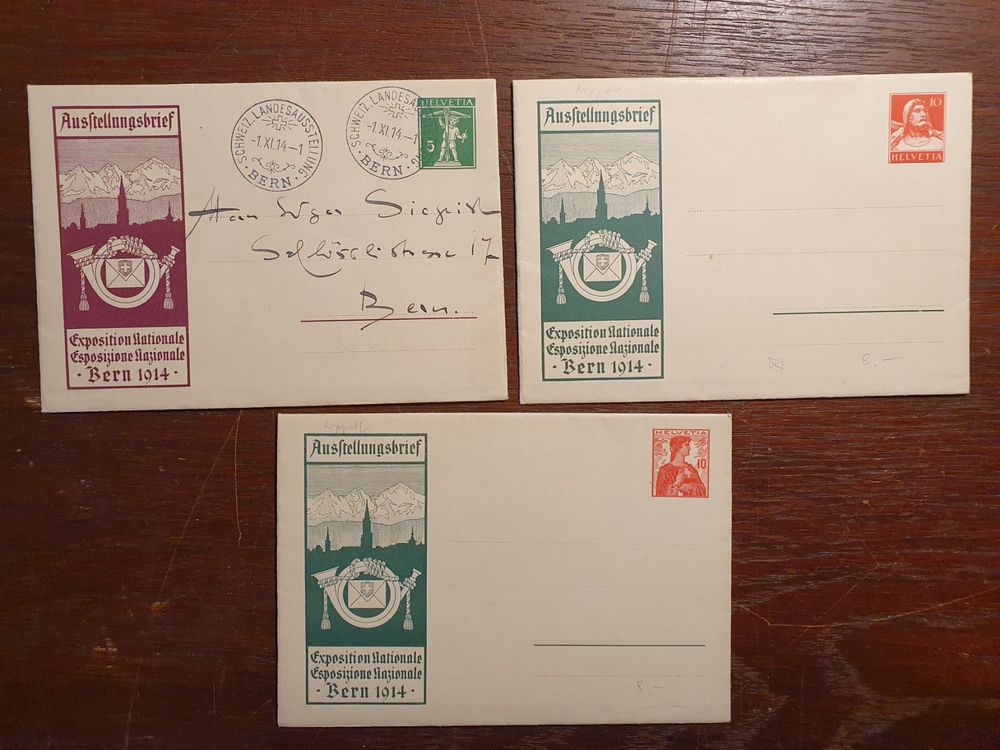 3 Aussstellungsbriefe Bern 1914 - 2 x ungebraucht sehr schön (Gebraucht ...