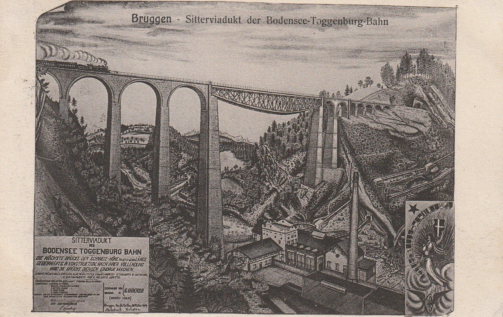 Bruggen Sitterviadukt Bodensee-Toggenburg-Bahn um 1910 selte (Gebraucht ...