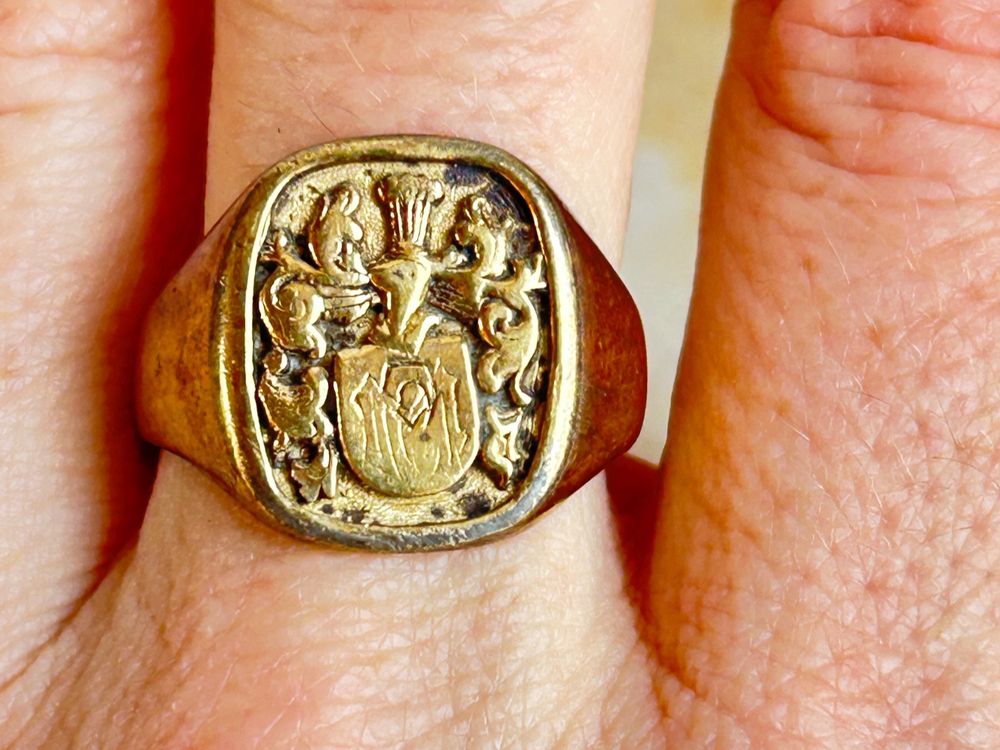 Herrenring Siegelring Wappen Motiv, Vintage Schmuck (Gebraucht) in ...