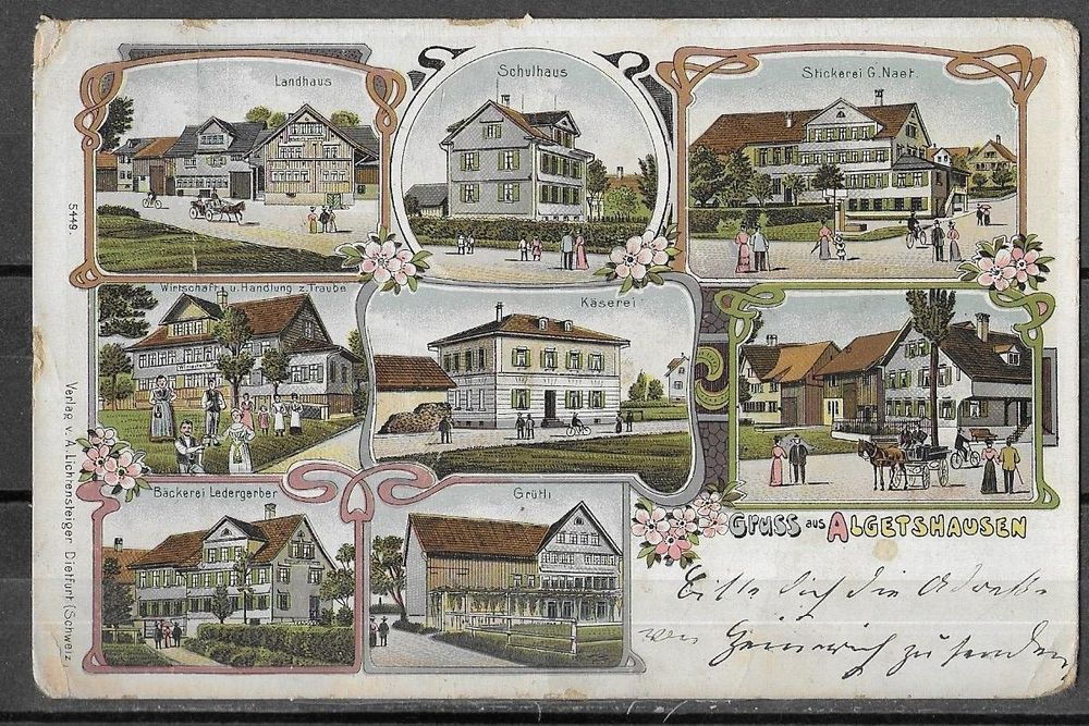 SG Gruss aus Algetshausen 1908 (Litho) mit Balkenstempel (Gebraucht) in Schocherswil für CHF 26 ...