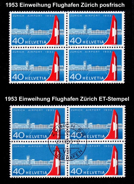 1953 Zürich Flughafen 4er postfrisch & ET-Stempel Fr. 146.- (Neu (gemäss Beschreibung)) in ...