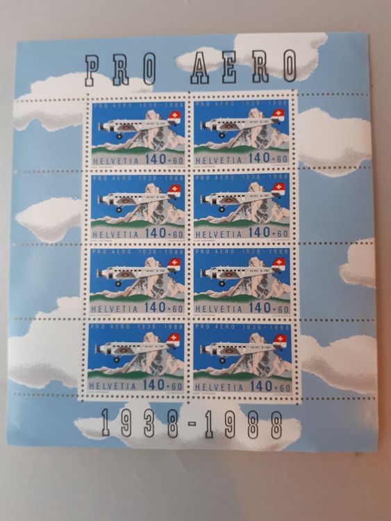 1 Kleinbogen Pro Aero 1988 à 8 Marken, postfrisch. (Neu (gemäss Beschreibung)) in Seewen SZ für ...