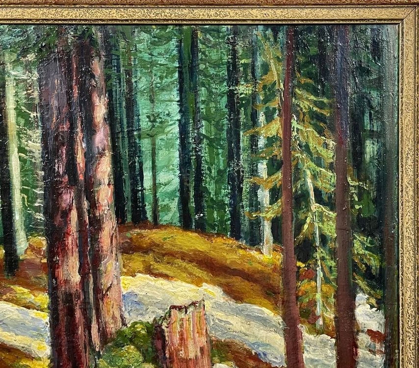 Impressionistische Wald Szene in Davos grosses Gemälde | Kaufen auf Ricardo