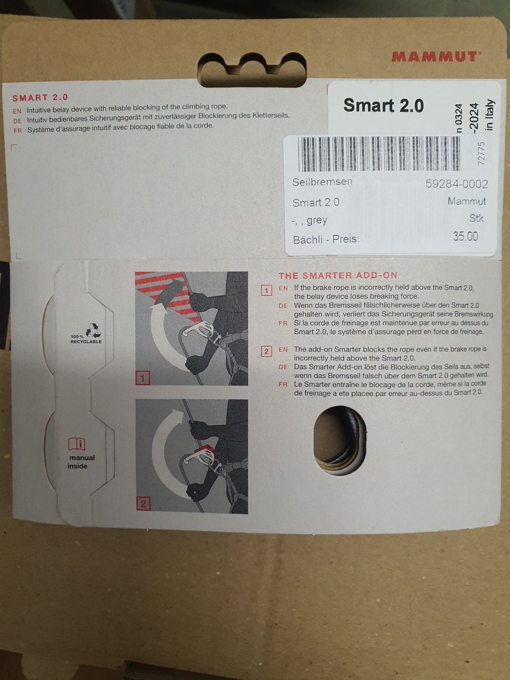 MAMMUT Smart 2.0 Grey Seilbremse / Sicherungsgerät (19247) (Neu und ...