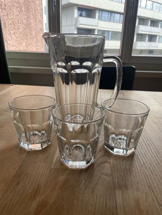 12 Wasser Gläser und Karaffe, Whisky Glas acht eckig (Gebraucht) in ...