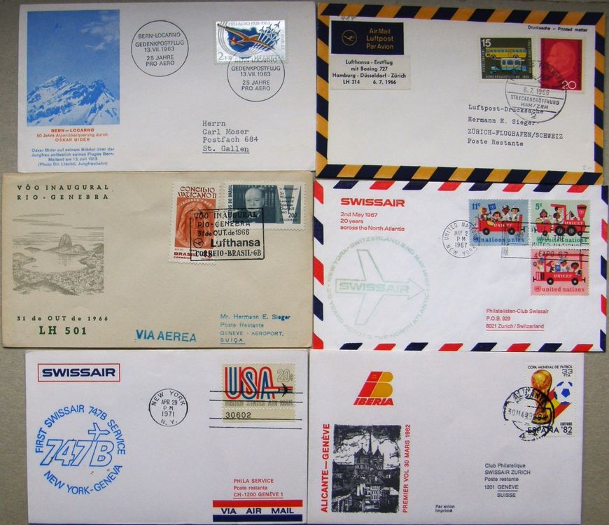 orig. 6 Airmail First Flight Covers 1963 1966 1967 1971 1982 | Kaufen ...
