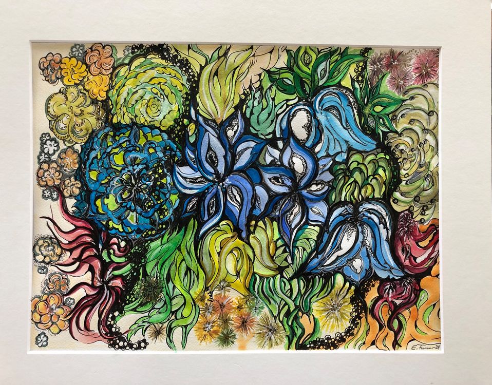 Aquarell Blütenmeer, Unikat, handsigniert, gerahmt (Gebraucht) in Uster für CHF 80 – mit ...