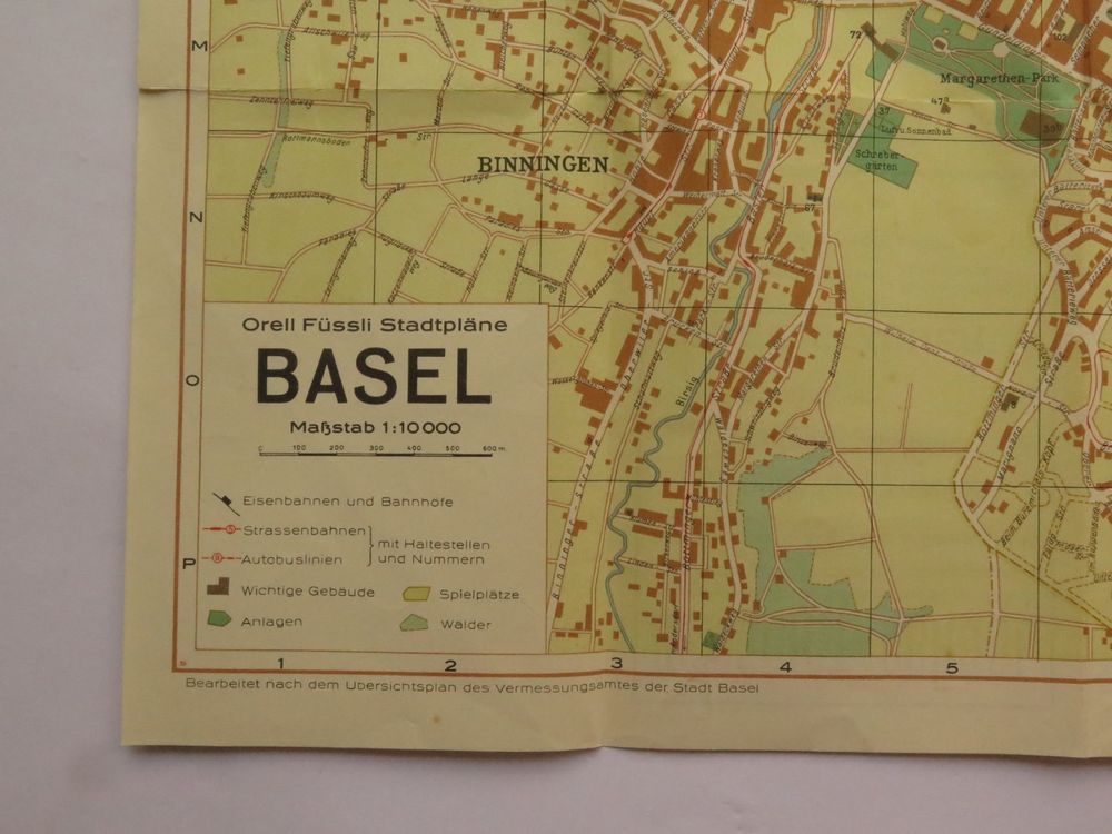 Basel - Plan - Führer - Stadtplan - Strassenbahnen - antik (Gebraucht ...