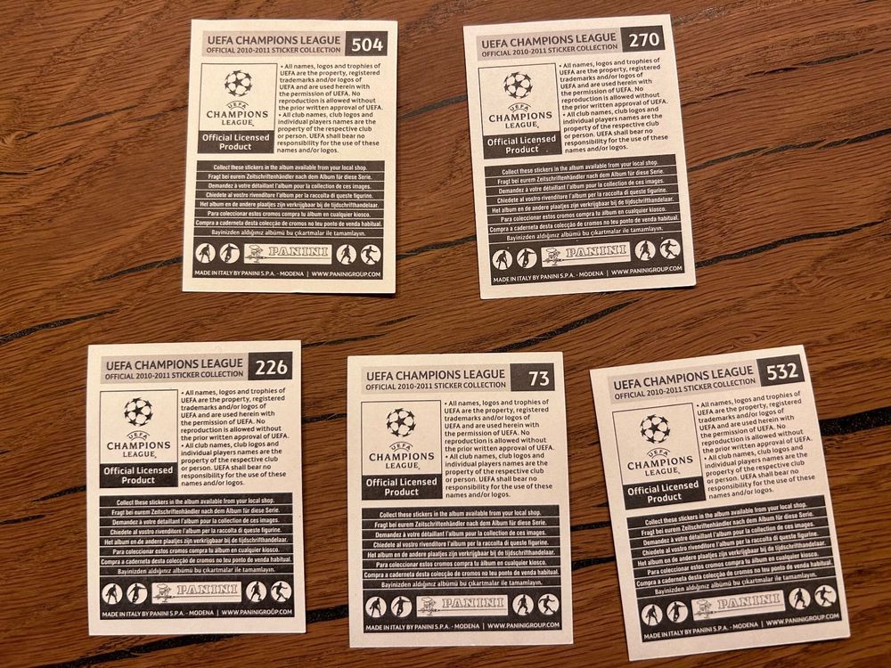 Panini UEFA Champions League 2010-2011 Sticker / Bilder (Neu (gemäss ...