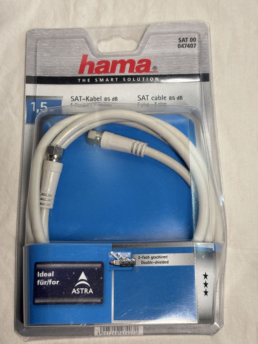 Hama SAT Kabel F- Stecker 1.5 Meter NEU (Neu und originalverpackt) in ...