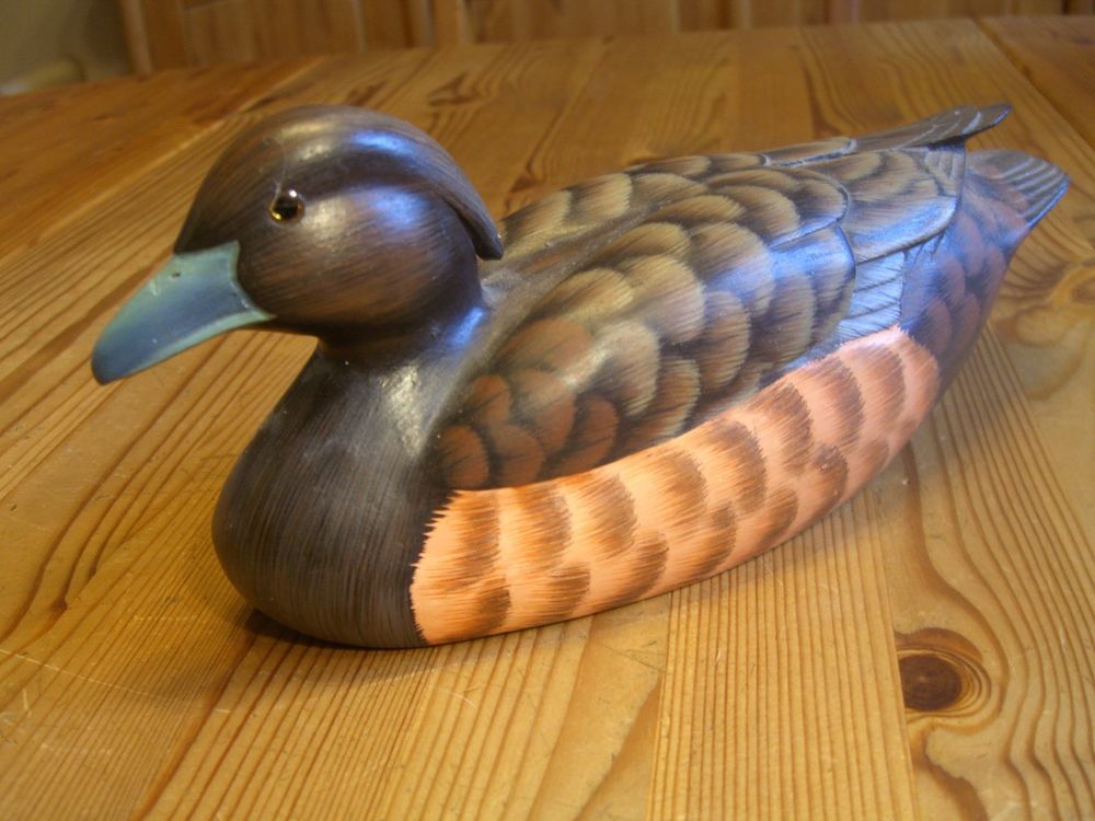 wunderschöne Ente aus Holz, handbemalt, Länge 25.0 cm (Gebraucht) in ...