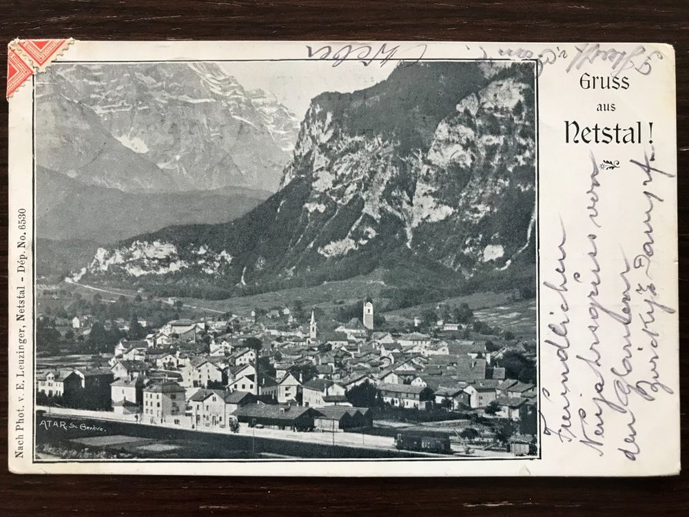 GRUSS AUS NETSTAL Ortsansicht mit Bahnhof, 1904 | Kaufen auf Ricardo