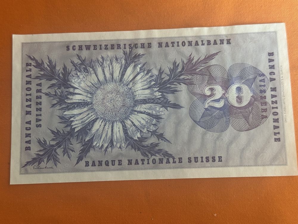 Schweizer Banknote Zwanzig (20) Franken Note, Jahr 1976 (Gebraucht) in ...
