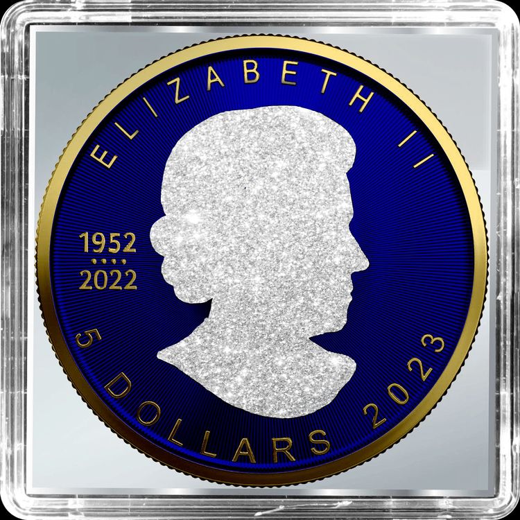 1 Unze Silber Maple Leaf 2023 Royal Blue Iced Out Edition (Gebraucht ...