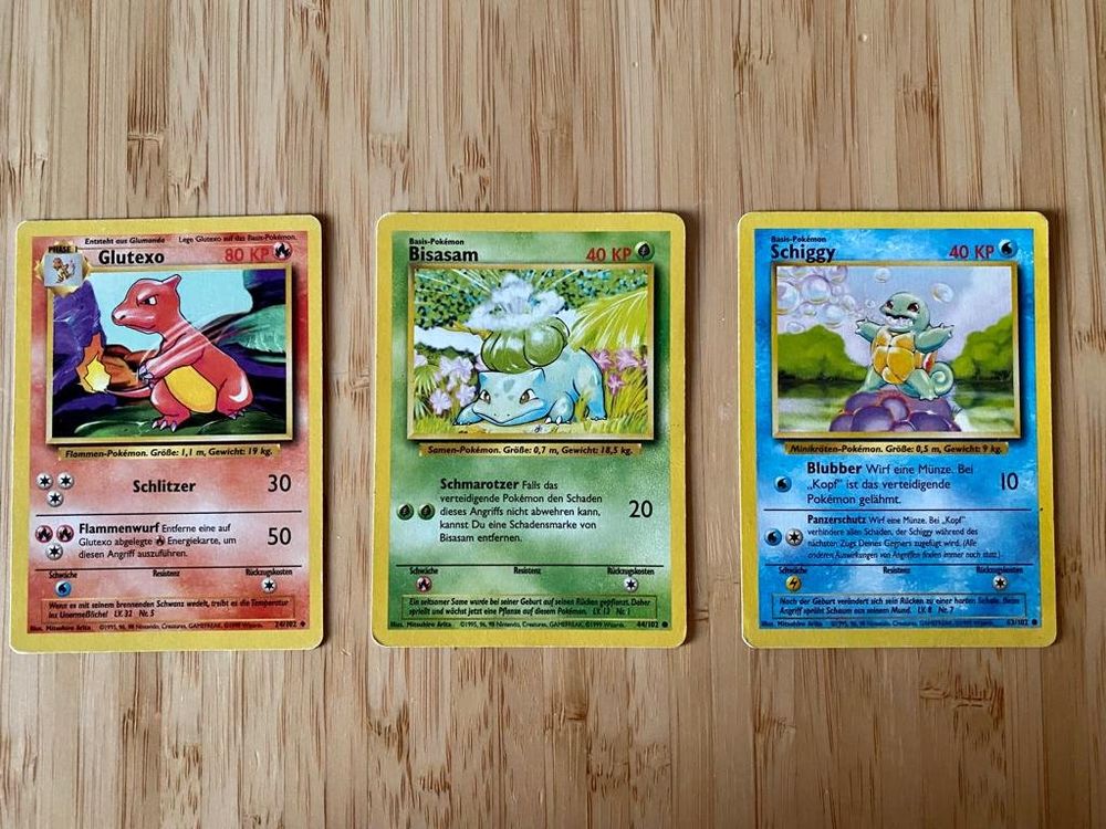 Pokemon Starters base set - DE Schiggy, Bisasam, Glutexo | Kaufen auf ...