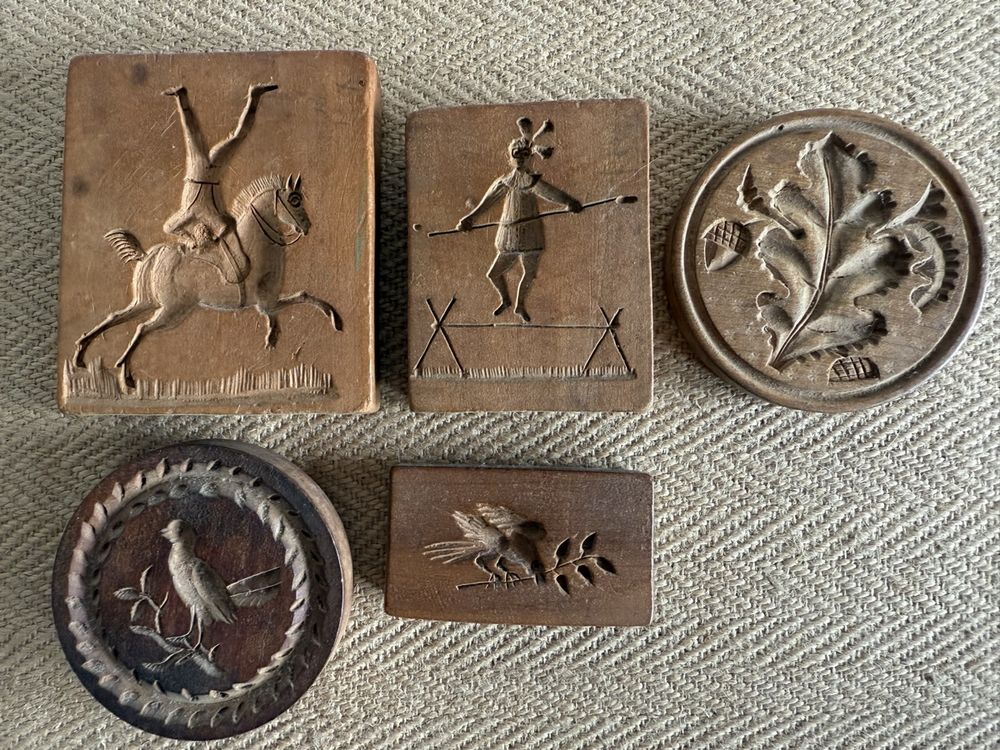 5 antike HOLZMODEL Tirggel-Model Holzbackformen (Gebraucht) in ...