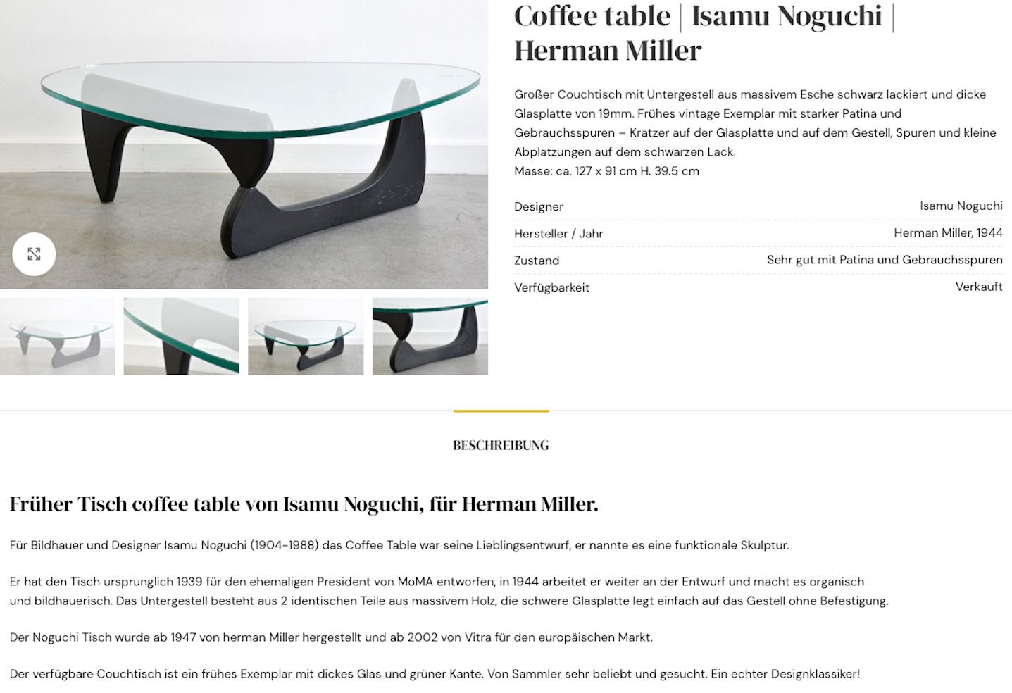 Isamu Noguchi Coffee Table Original (ca.1960) Hermann Miller (Gebraucht ...