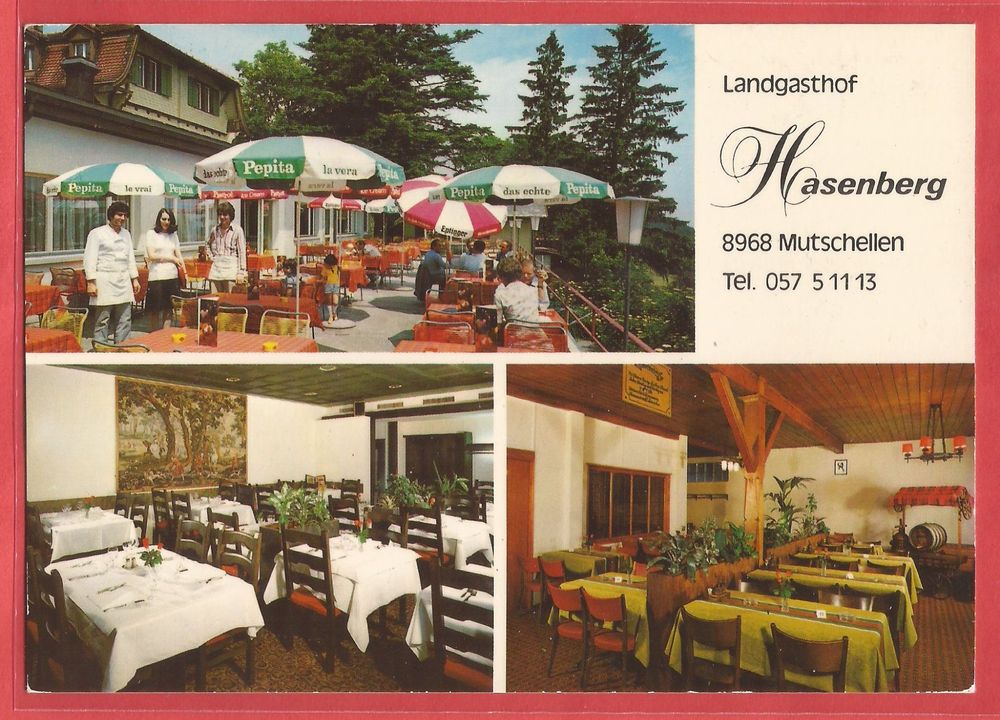 Mutschellen - Restaurant Hasenberg - Pepita-Schirm - ca 1975 | Kaufen ...