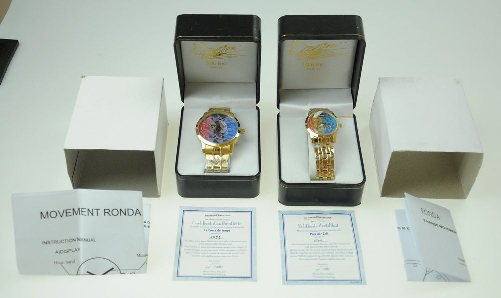 2 x Hans Erni Armbanduhren Lauf der Zeit + Puls der Zeit (Neu (gemäss Beschreibung)) in ...