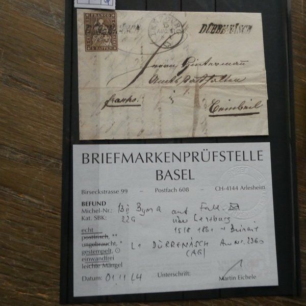 STRUBEL 22 G ° Faltbeleg mit Befund / Kat. 80.- DÜRRENÄSCH (Gebraucht) in Egliswil für CHF 31 ...