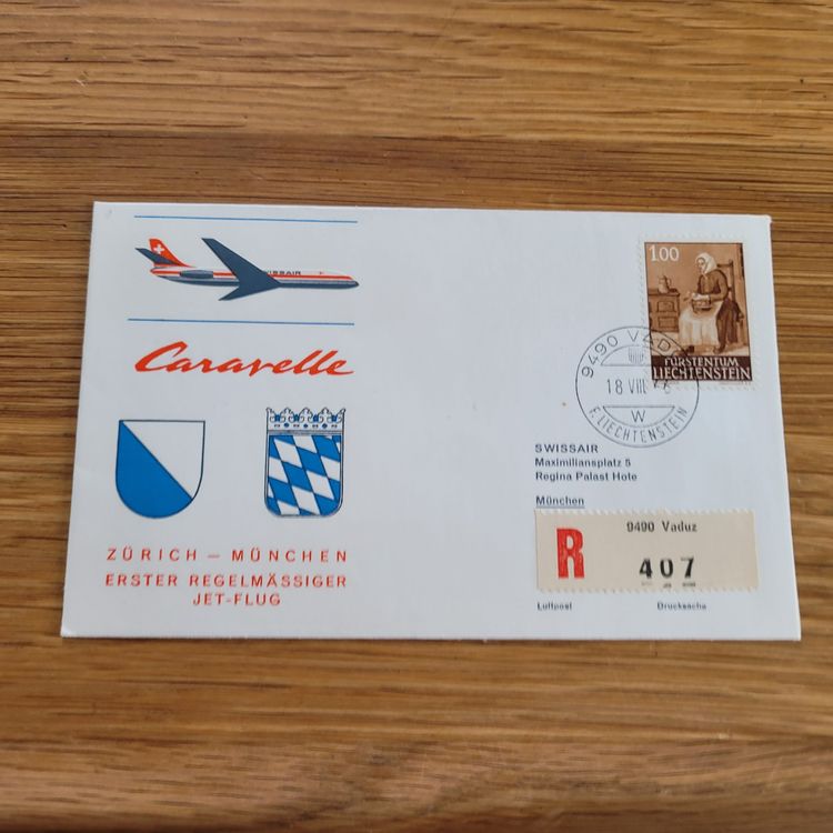 Luftpost Cararelle Zürich München 1966 Vaduz (Gebraucht) in Biel/Bienne für CHF 1 – mit ...