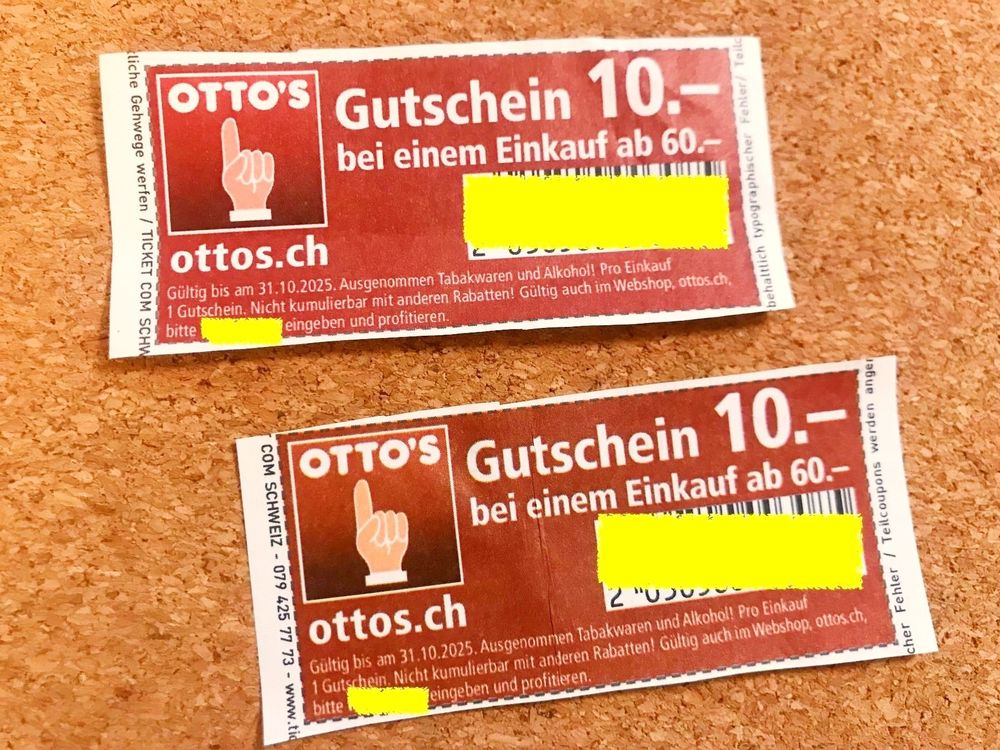 OTTO'S Gutschein CHF 10.- ab 60.- (2 Stück) (Neu und originalverpackt) in Chur für CHF 5 – mit ...
