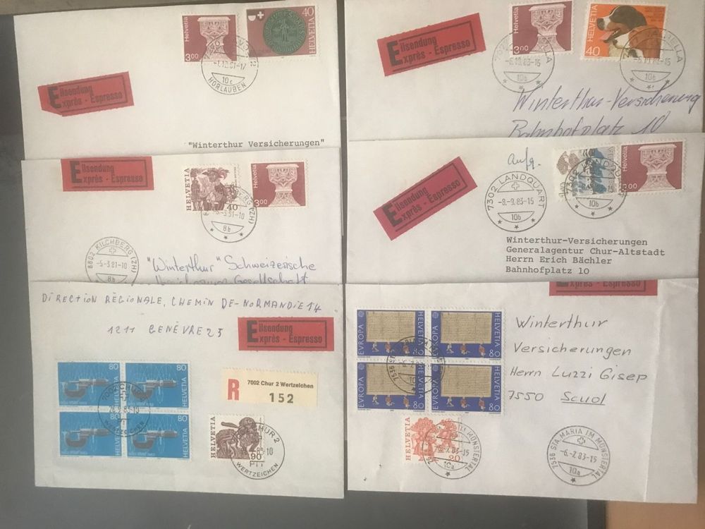 Schweiz 80er-Jahre Lot Express-Briefe teilweise R (Gebraucht) in Liestal für CHF 1 – mit ...