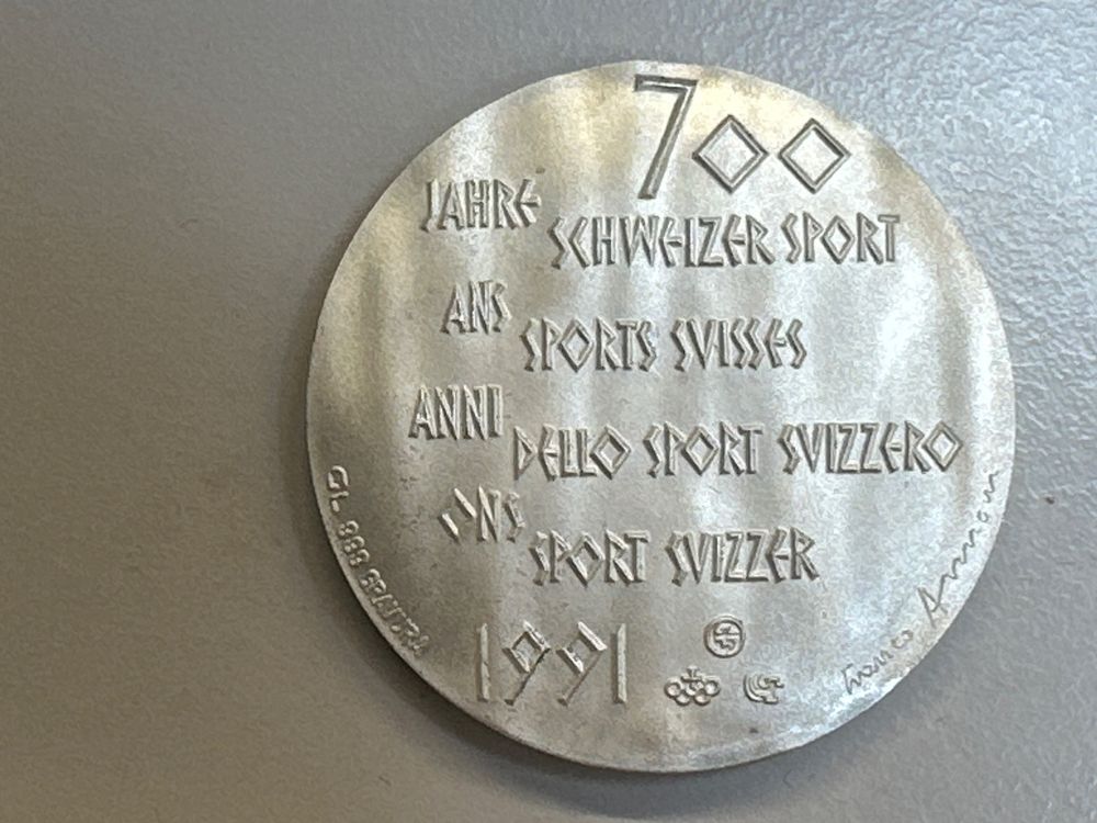 Medaille Silber 999 20g 700 Jahre Schweizer Sport 1991 | Kaufen auf Ricardo