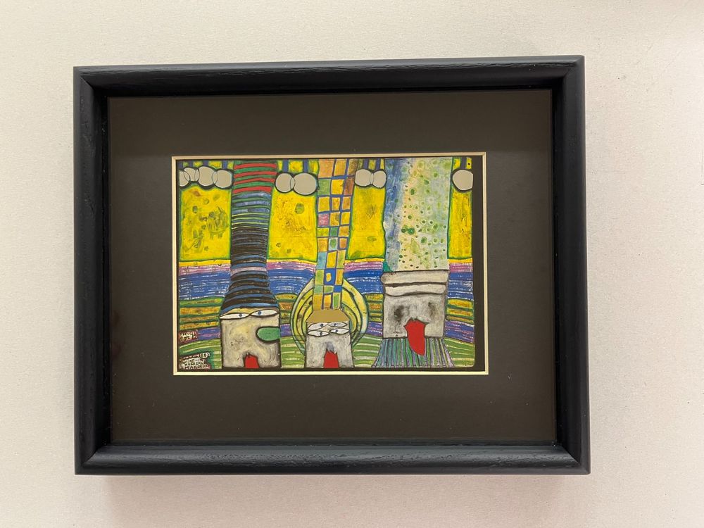 Hundertwasser-Bild mit schwarzem Holzrahmen (Neu (gemäss Beschreibung)) in Galgenen für CHF 35 ...