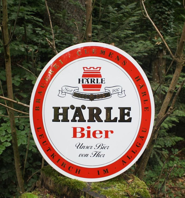 Emaille Emailschild Härle Bier Brauerei Schild Reklame (Gebraucht) in ...